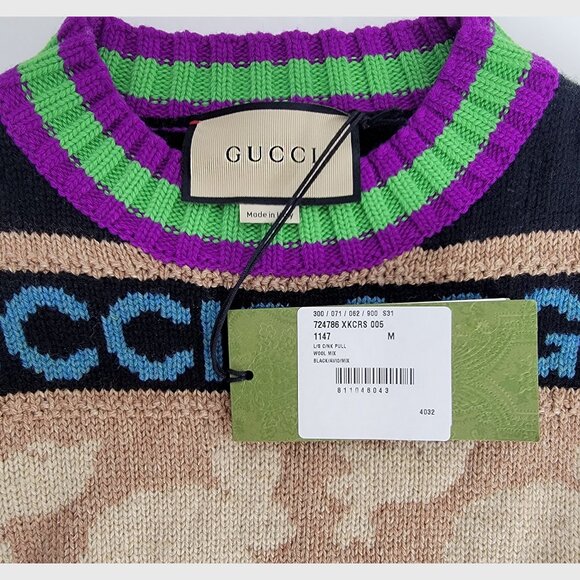 Gucci | Sweaters | Gucci Sweater Wool Jacquard Bunny Design Crewneck ...
